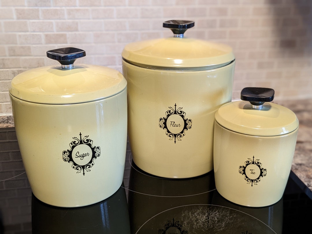Vintage Kitchen Canisters Harvest Gold Set of 3, West Bend Kitchen ...