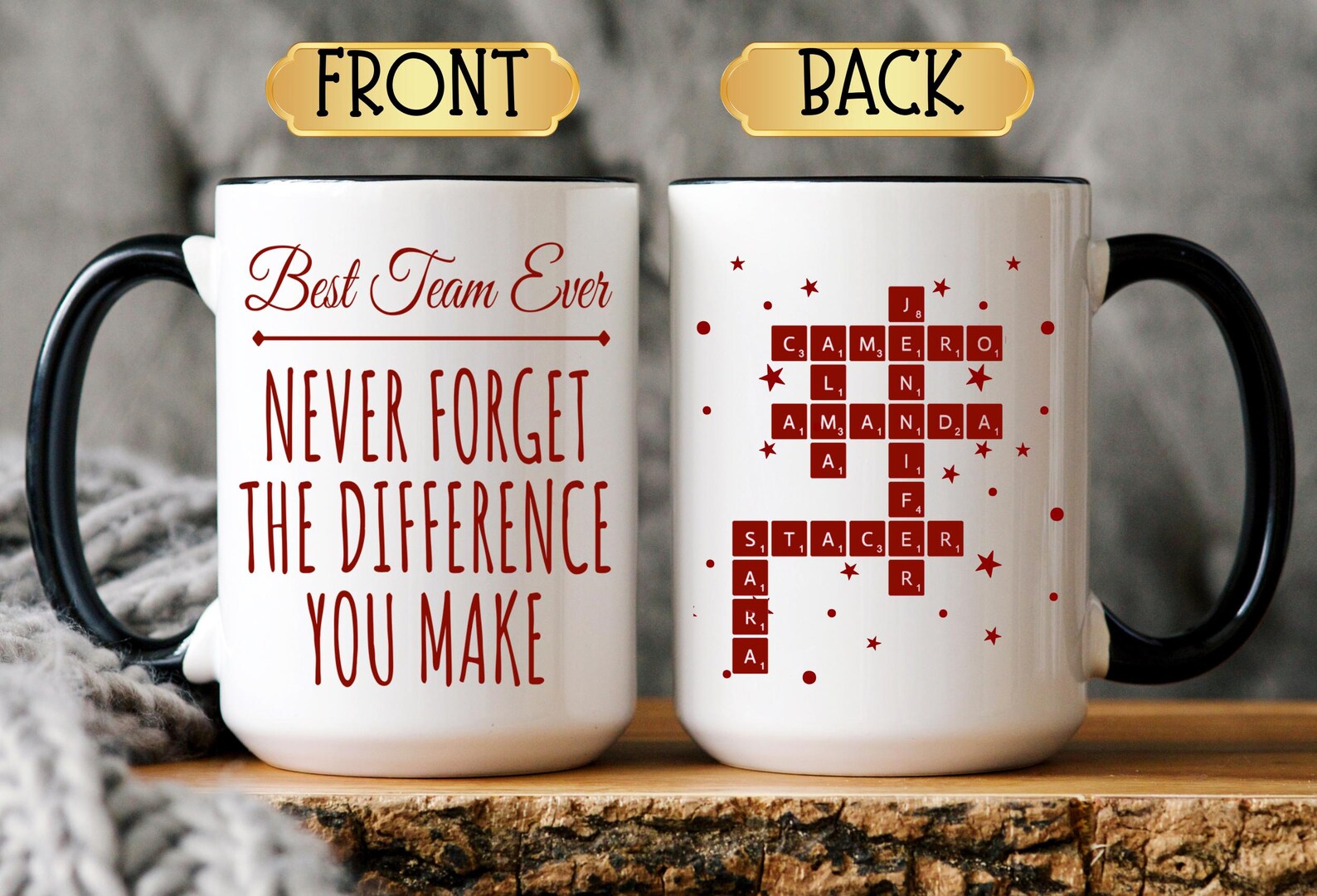 Custom Best Team Ever Scrabble Mug, Personalized Team Names Puzzle Mug ...