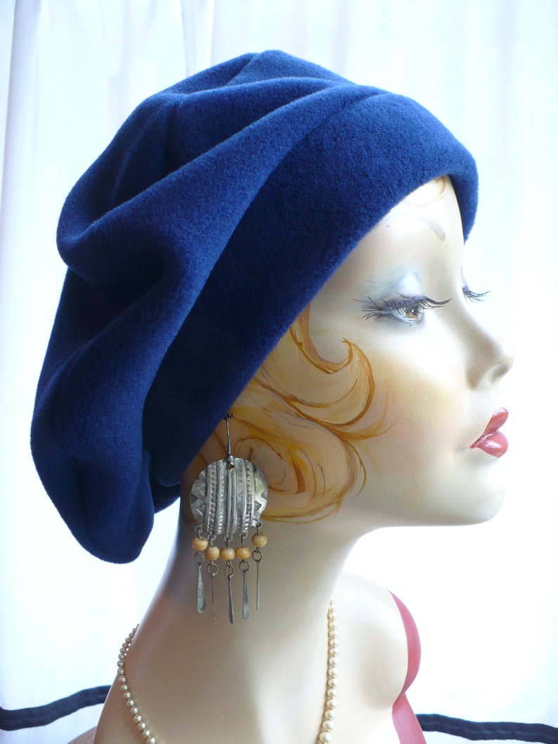 Oversize Navy Blue Fleece Beret - Etsy