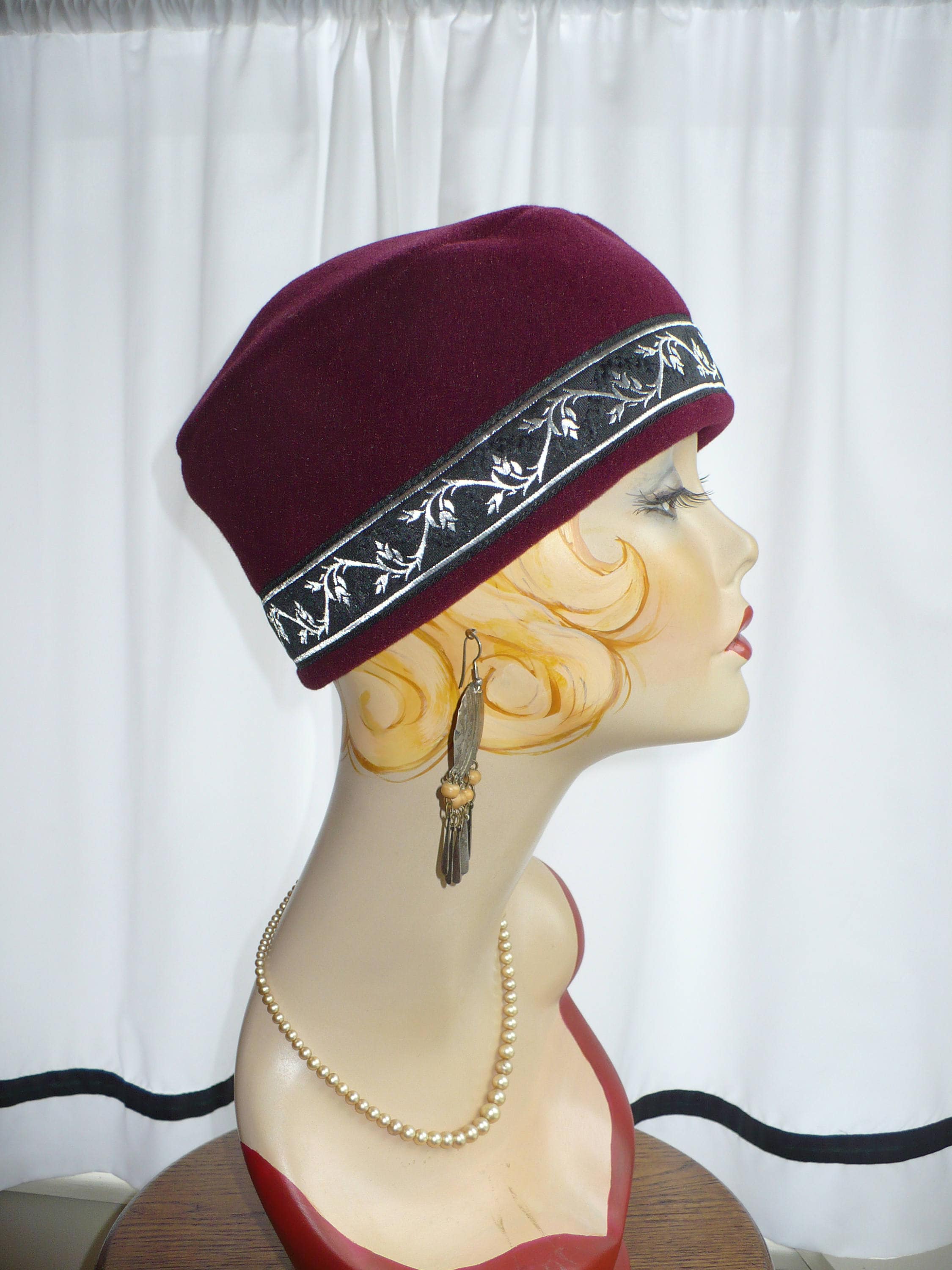 Maroon Fez Cap With Silver Rosebud Trim - Etsy