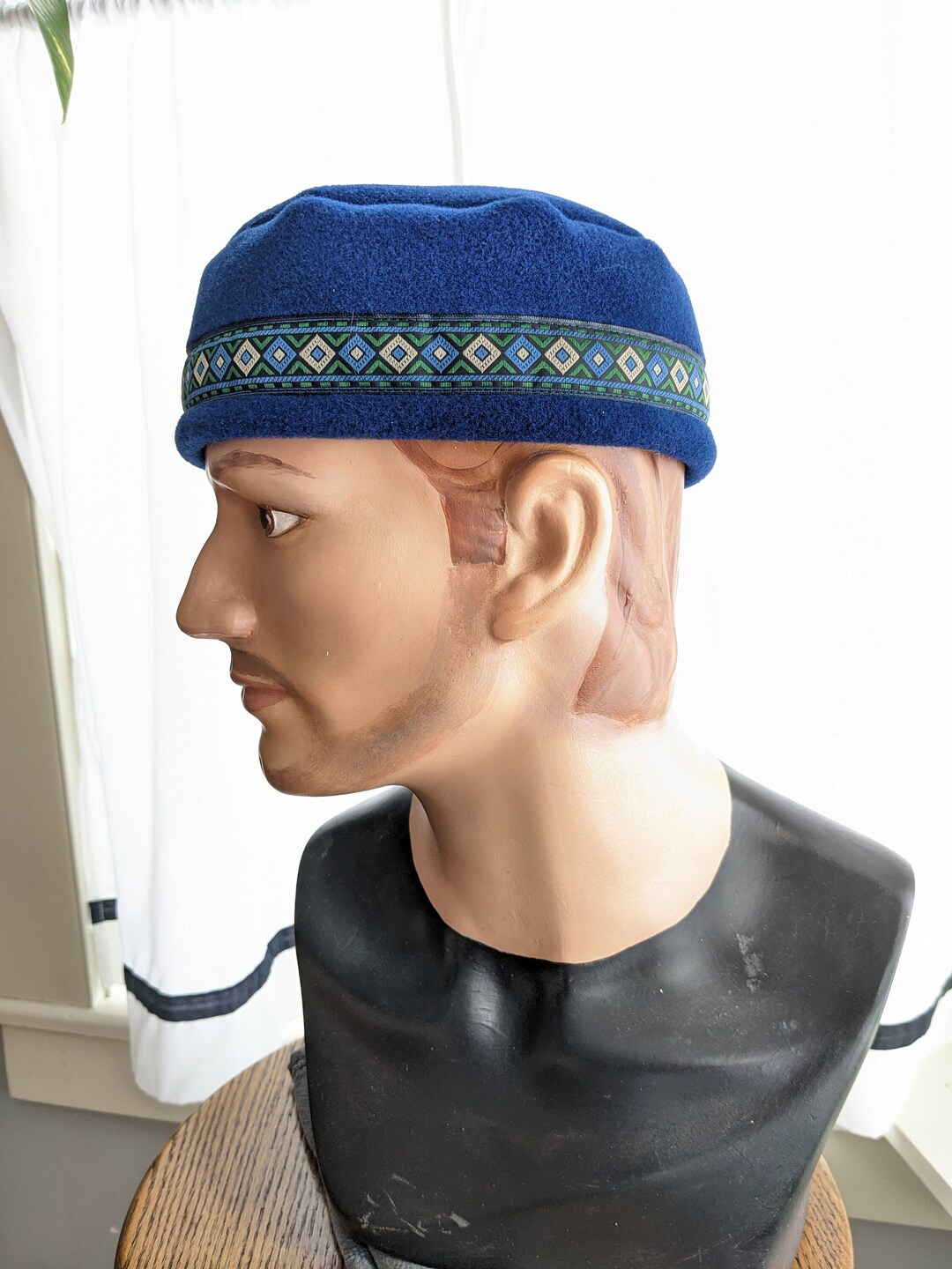 Men'snavy Fleece Kufi/fez, Drumming Cap With Diamond Trim - Etsy