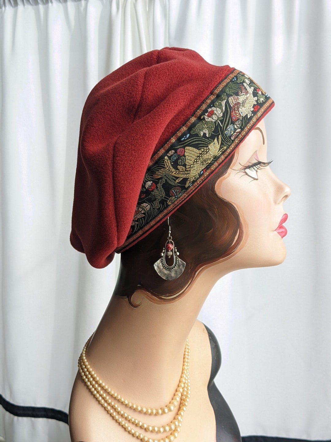 Paprika Beret With Wide Metallic Fish Trim - Etsy