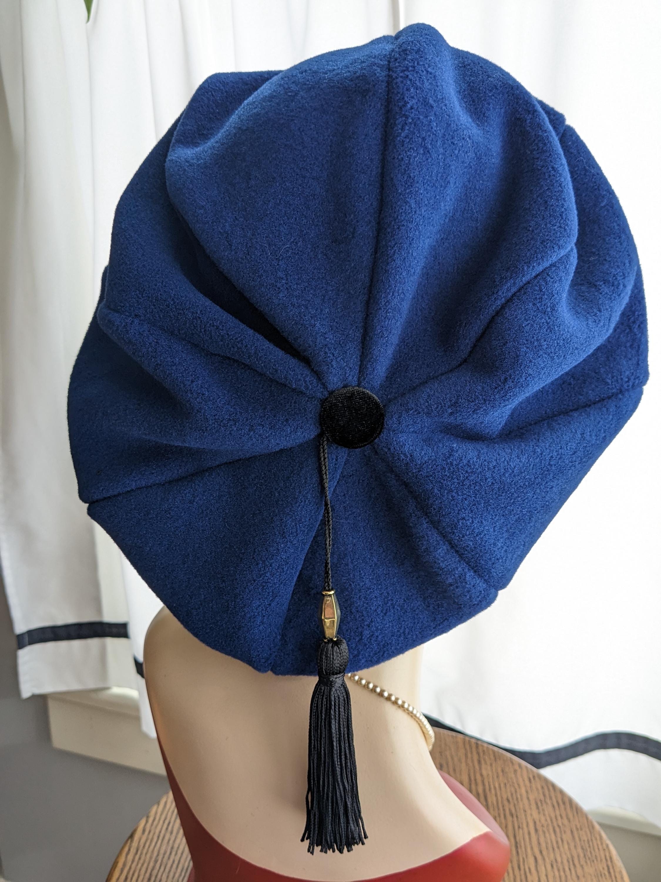 Oversize 13 Inch Navy Blue Polar Fleece Beret With Celestial Trim Boho ...