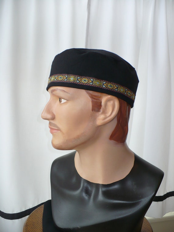 Men's Black Cotton Kufi/fez Drumming Cap With Renaissance | Etsy