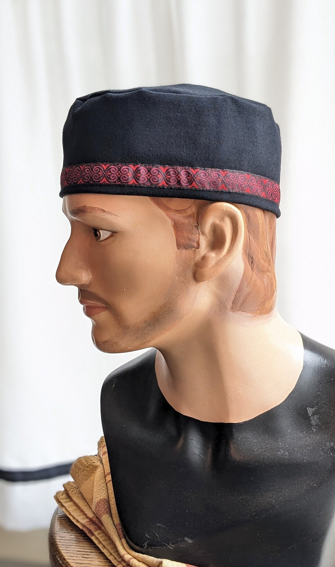 Men's Black Cotton Kufi Fez Cap, Tubetieka, Kazakhi, Drumming Cap - Etsy