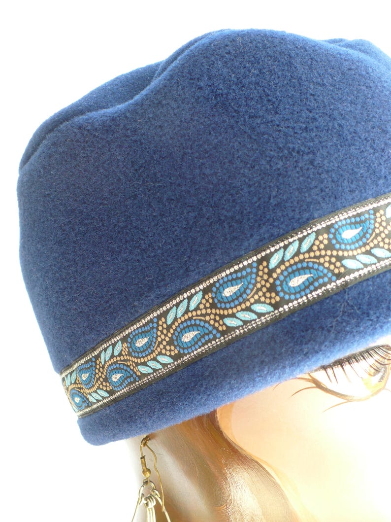 Navy Blue Fez Cap With Running Leaf Jacquard Trim - Etsy