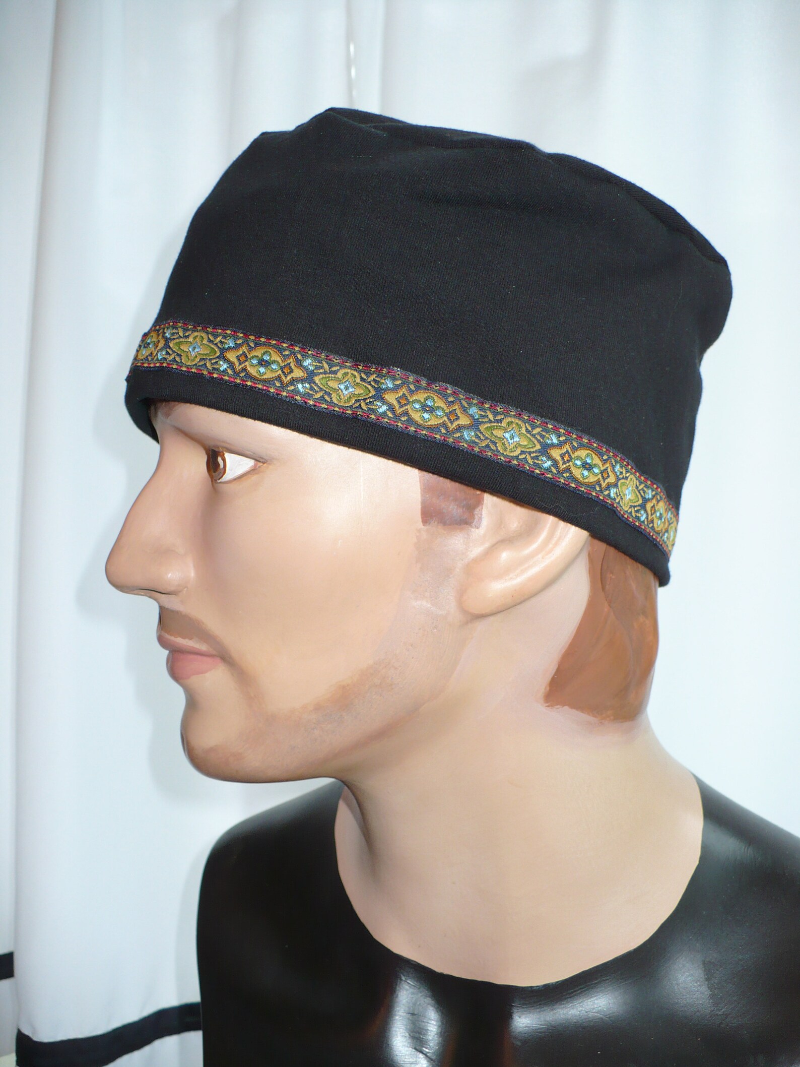 Black Cotton Jersey Fez Cap With Renaisance Style Trim - Etsy