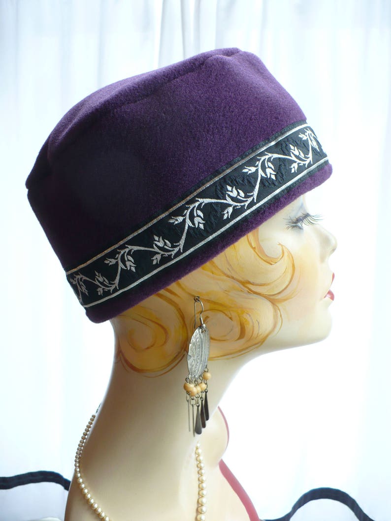Eggplant Fez Cap With Silver Rosebud Trim - Etsy