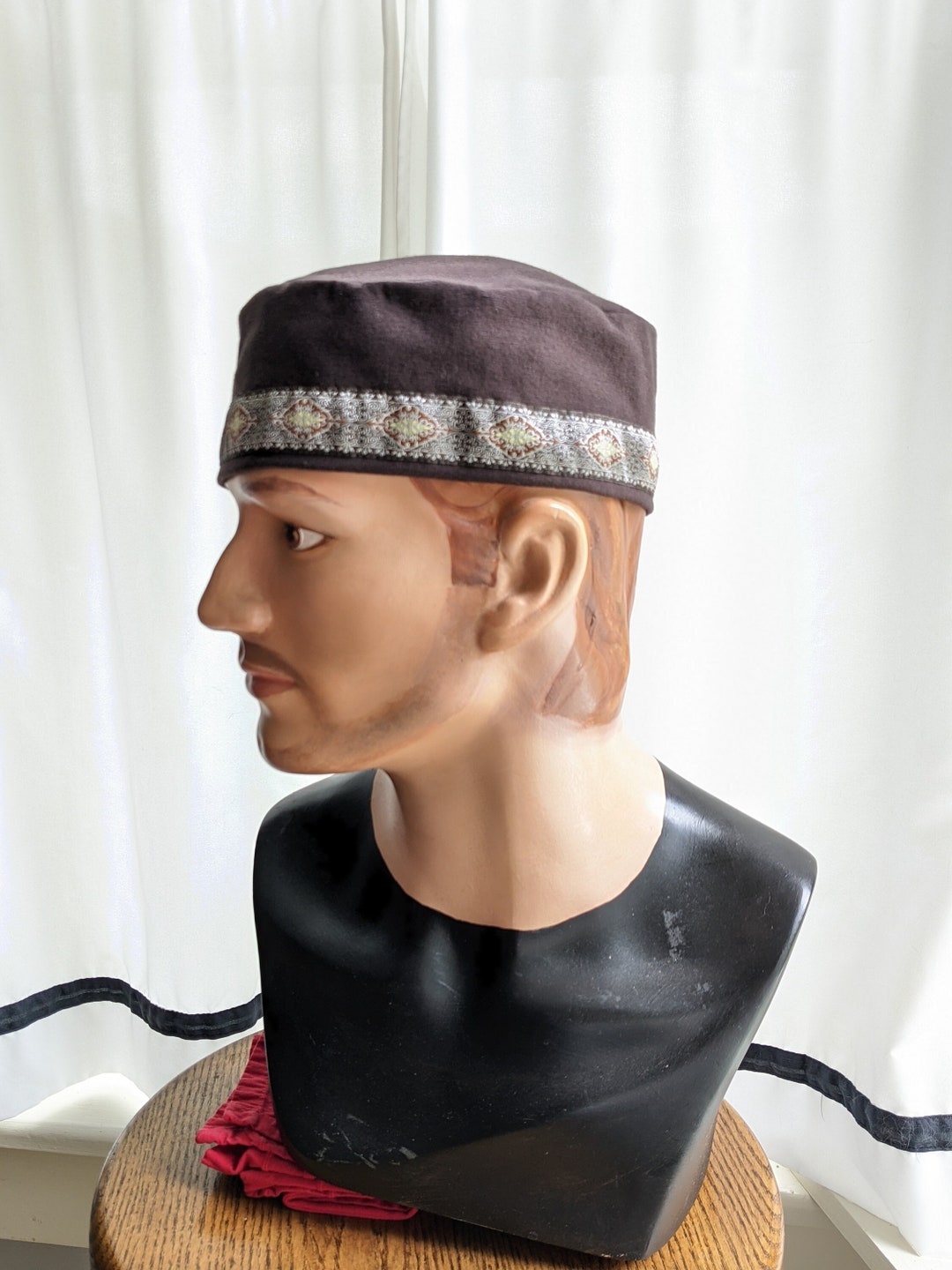 Men's Light Brown Cotton Kufi Fez Cap, Tubetieka, Kazakhi, Drumming Cap - Etsy