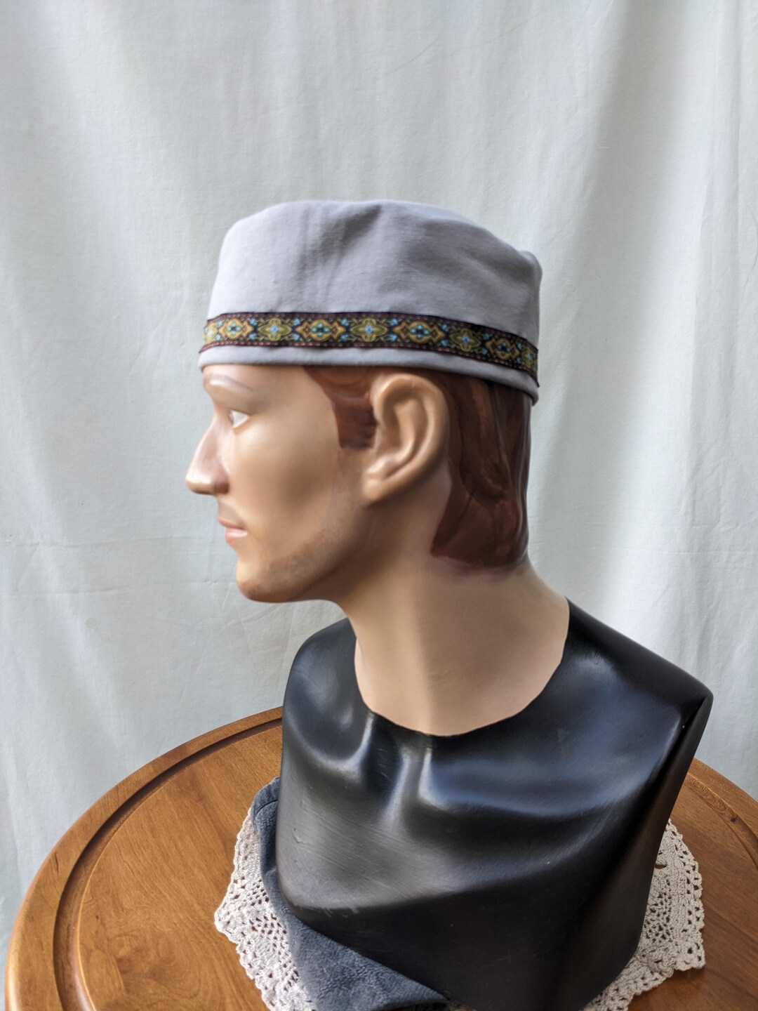 Light Gray Cotton Kufi Fez Cap With Renaissance Trim - Etsy