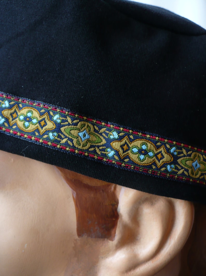Men's Black Cotton Kufi/fez, Drumming Cap With Renaissance Trim - Etsy
