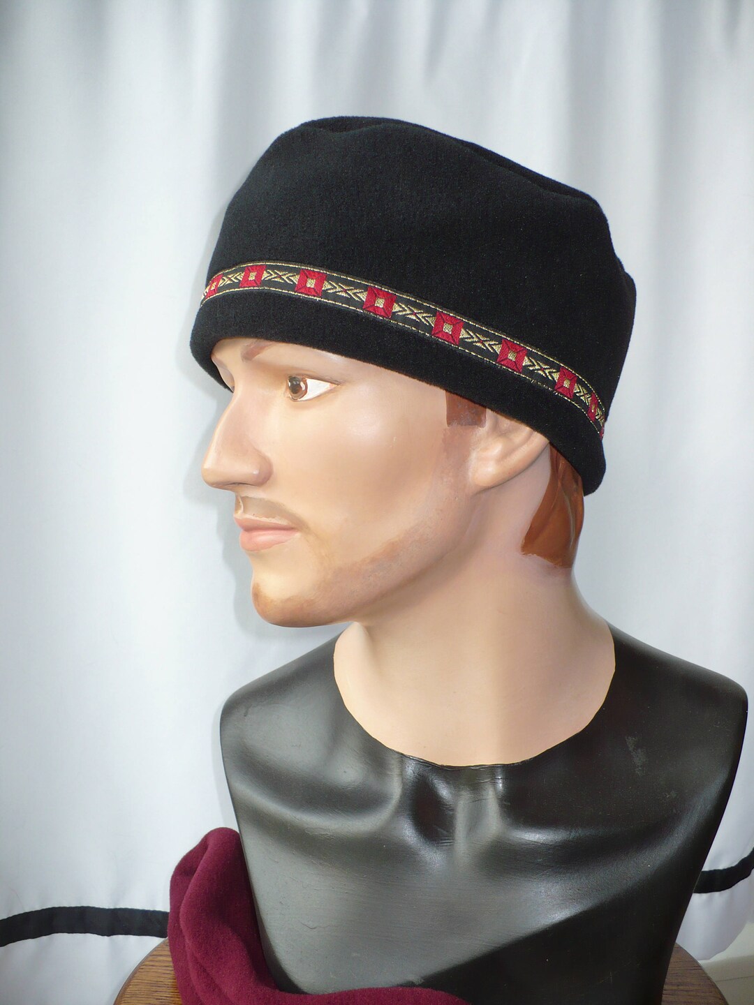 Black Fleece Fez Cap With Maltese Cross Trim - Etsy