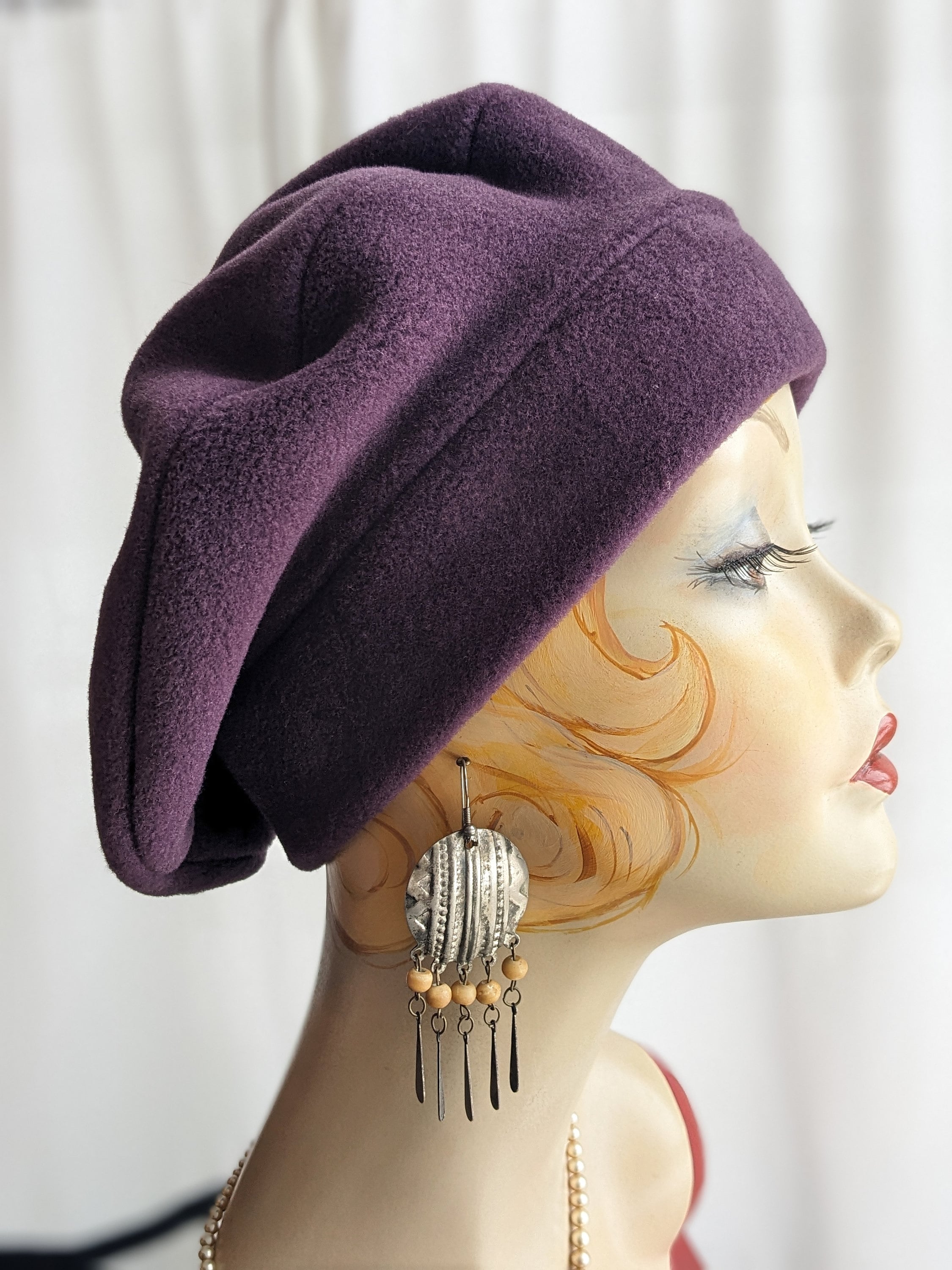 Eggplant Polar Fleece Beret, Fleece Beret, for Men or Women - Etsy