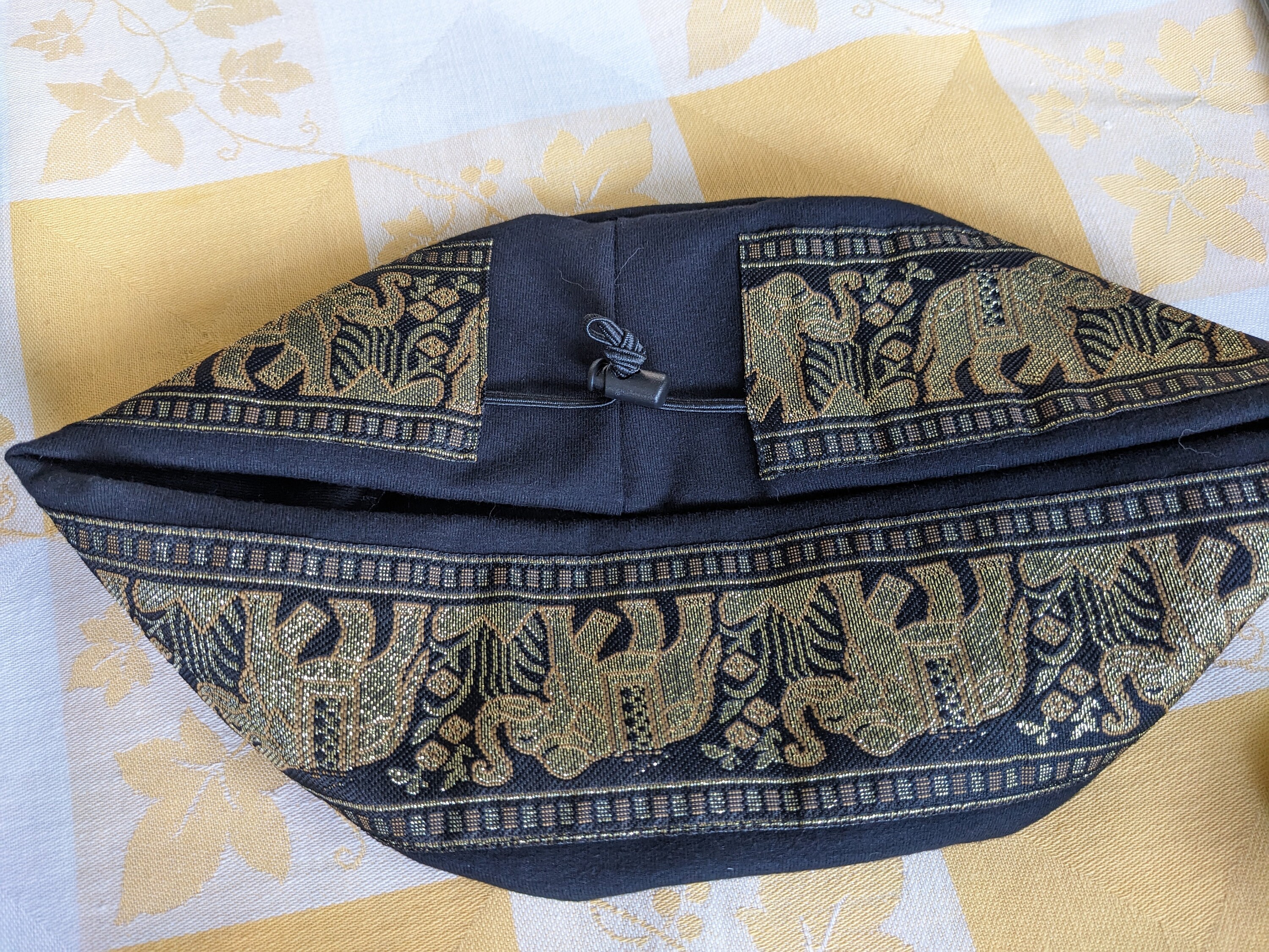 Men's Black Cotton Kufi/fez, Drumming Cap With Wide Elephant Trim ...