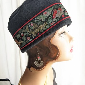 Black Fez Cap With Wide Metalic Fish Trim - Etsy