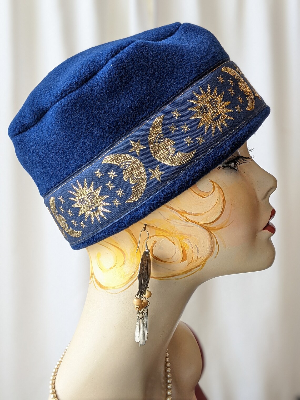 Navy Blue Fez Cap With Wide Celestial Trim for Men and Women - Etsy