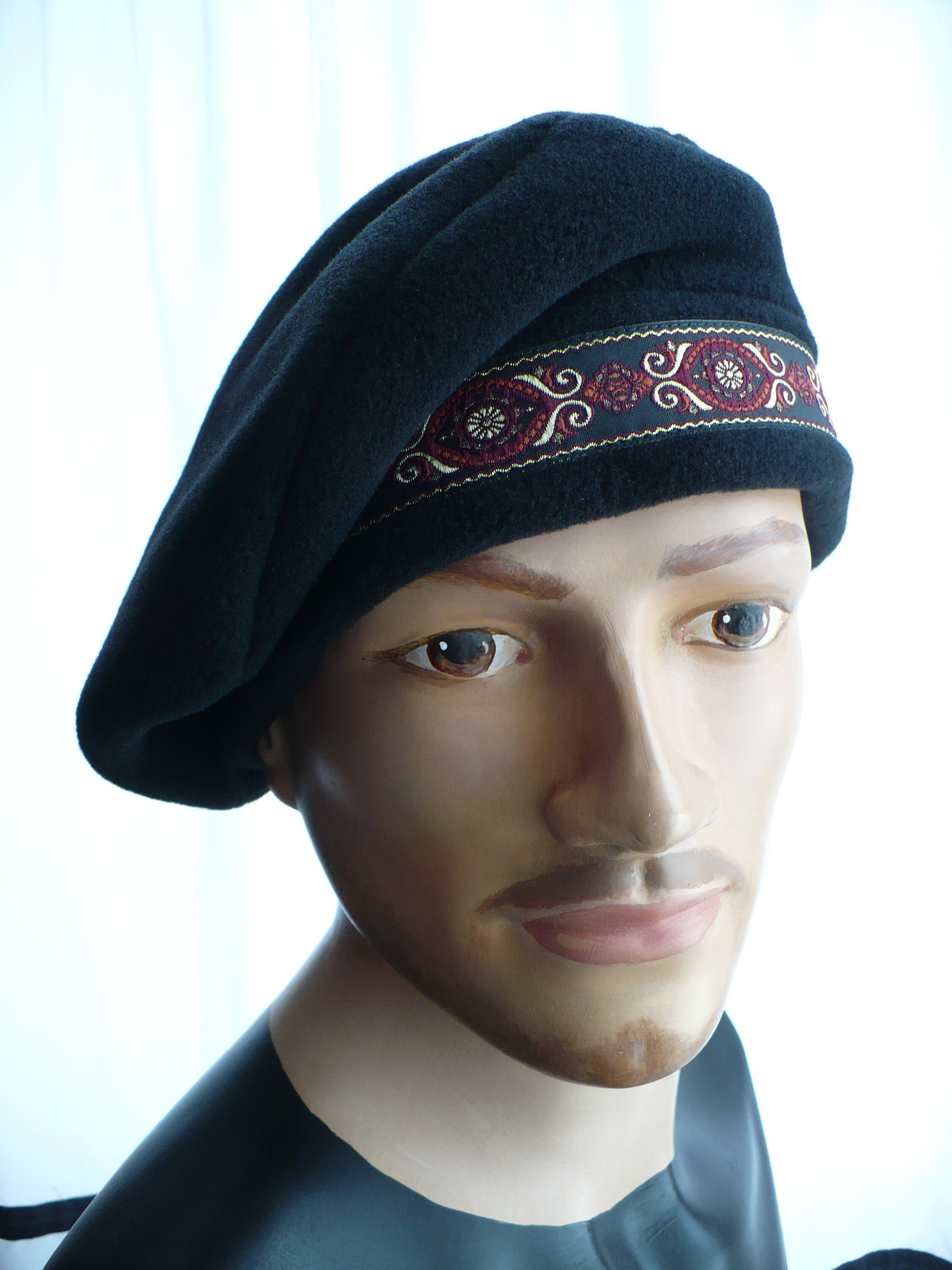 Black Beret With Old World Third Eye Trim Mens Womans | Etsy