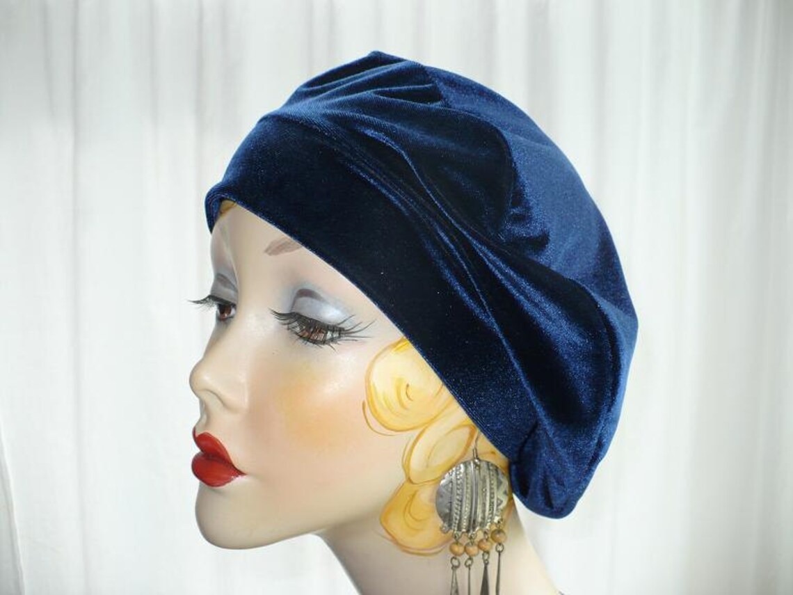 Navy Blue Velvet Beret | Etsy