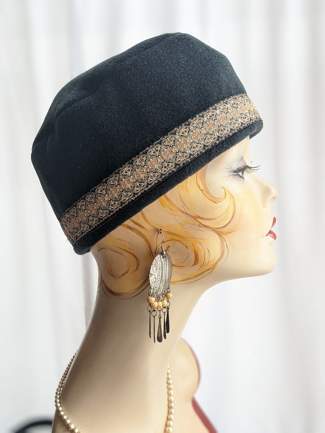 Black Polar Fleece Fez Cap With Edwardian Trim - Etsy