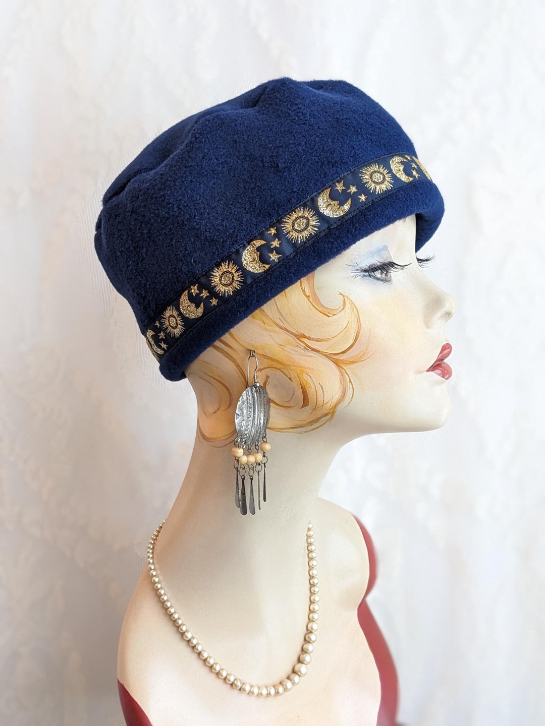 Navy Blue Fez Cap Celestial Trim for Men and Women - Etsy