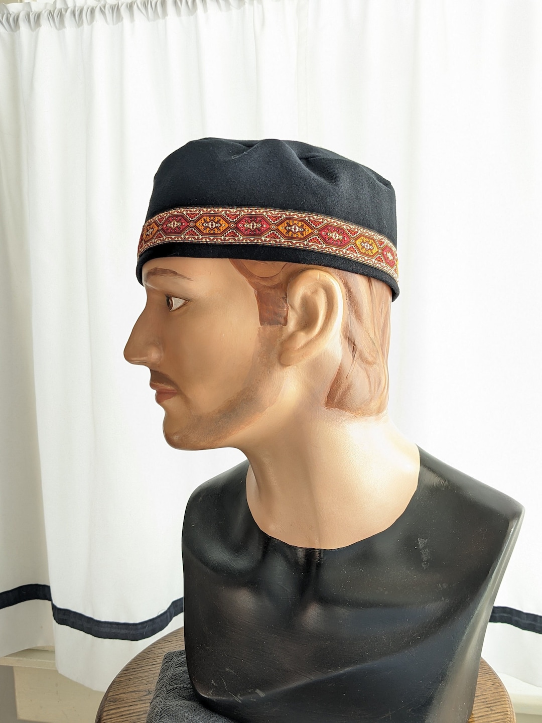 Men's Black Cotton Kufi Fez Cap, Tubetieka, Kazakhi, Drumming Cap - Etsy