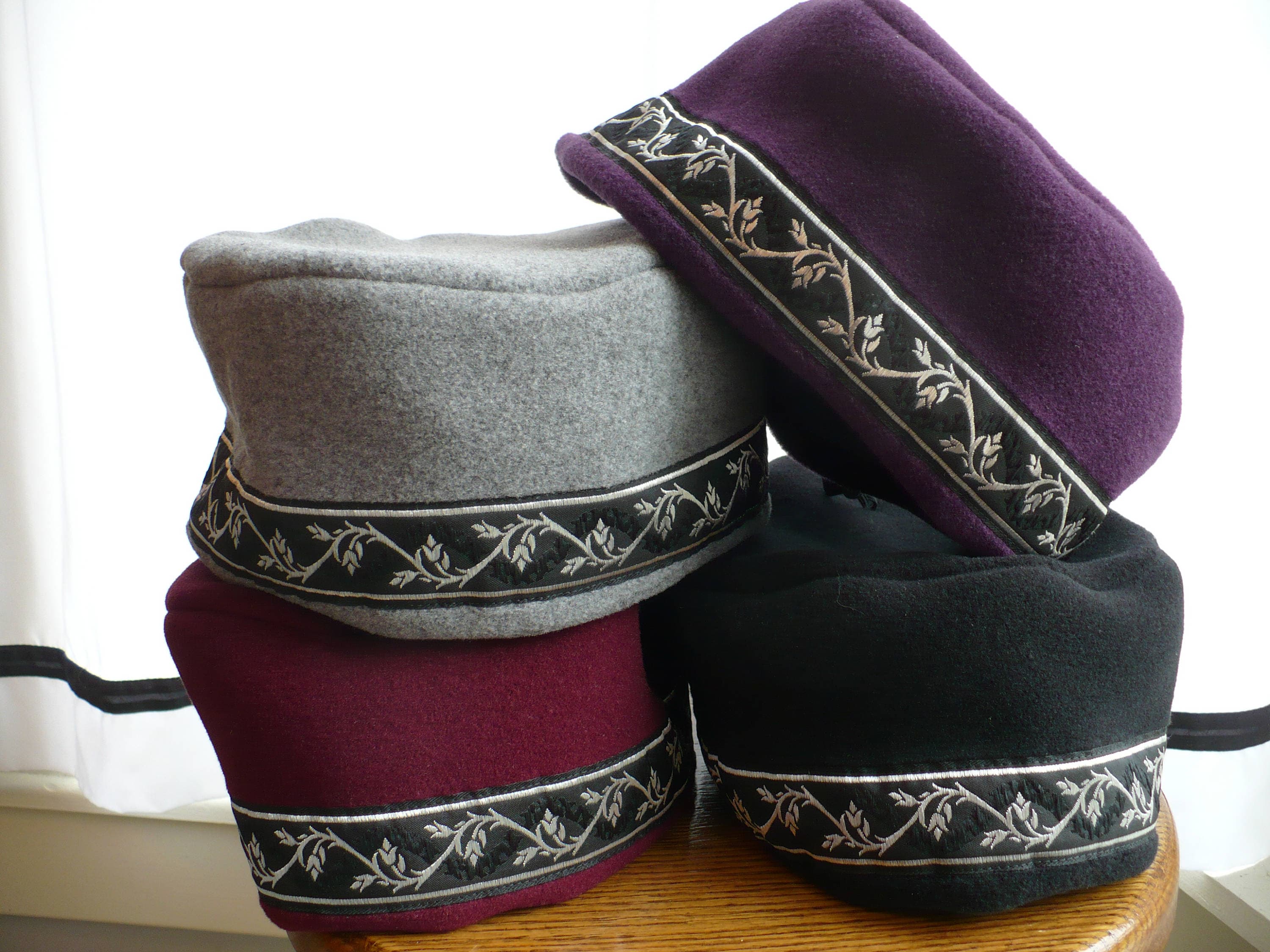 Eggplant Fez Cap With Silver Rosebud Trim - Etsy