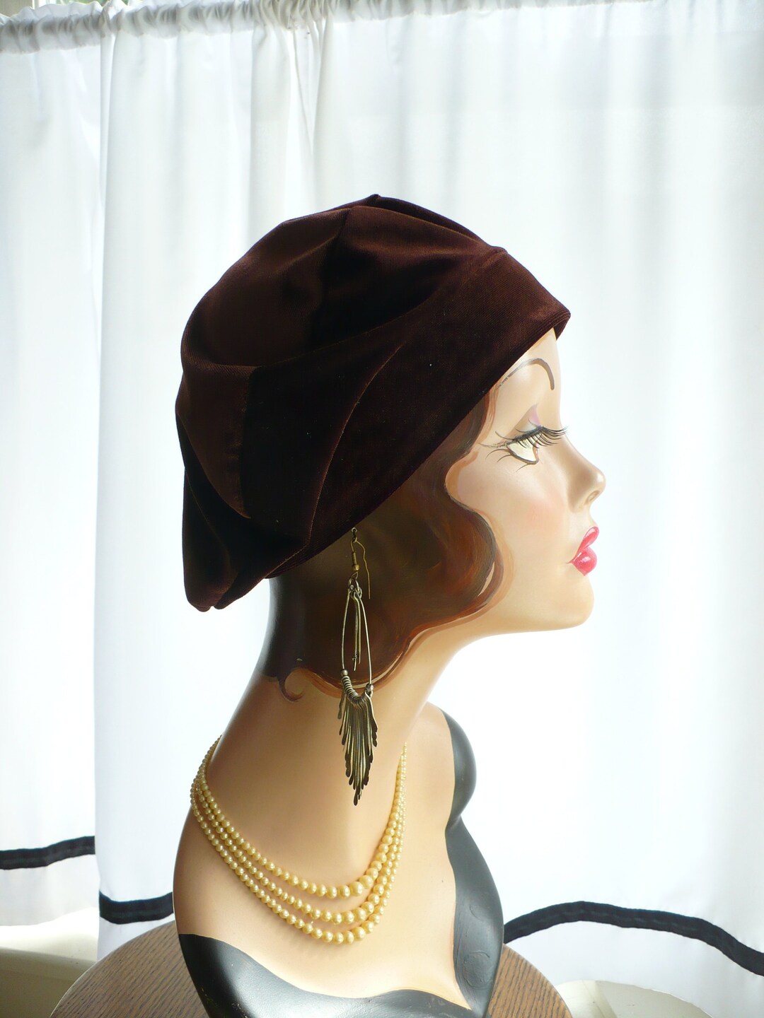 Chocolate Brown Velvet Beret - Etsy