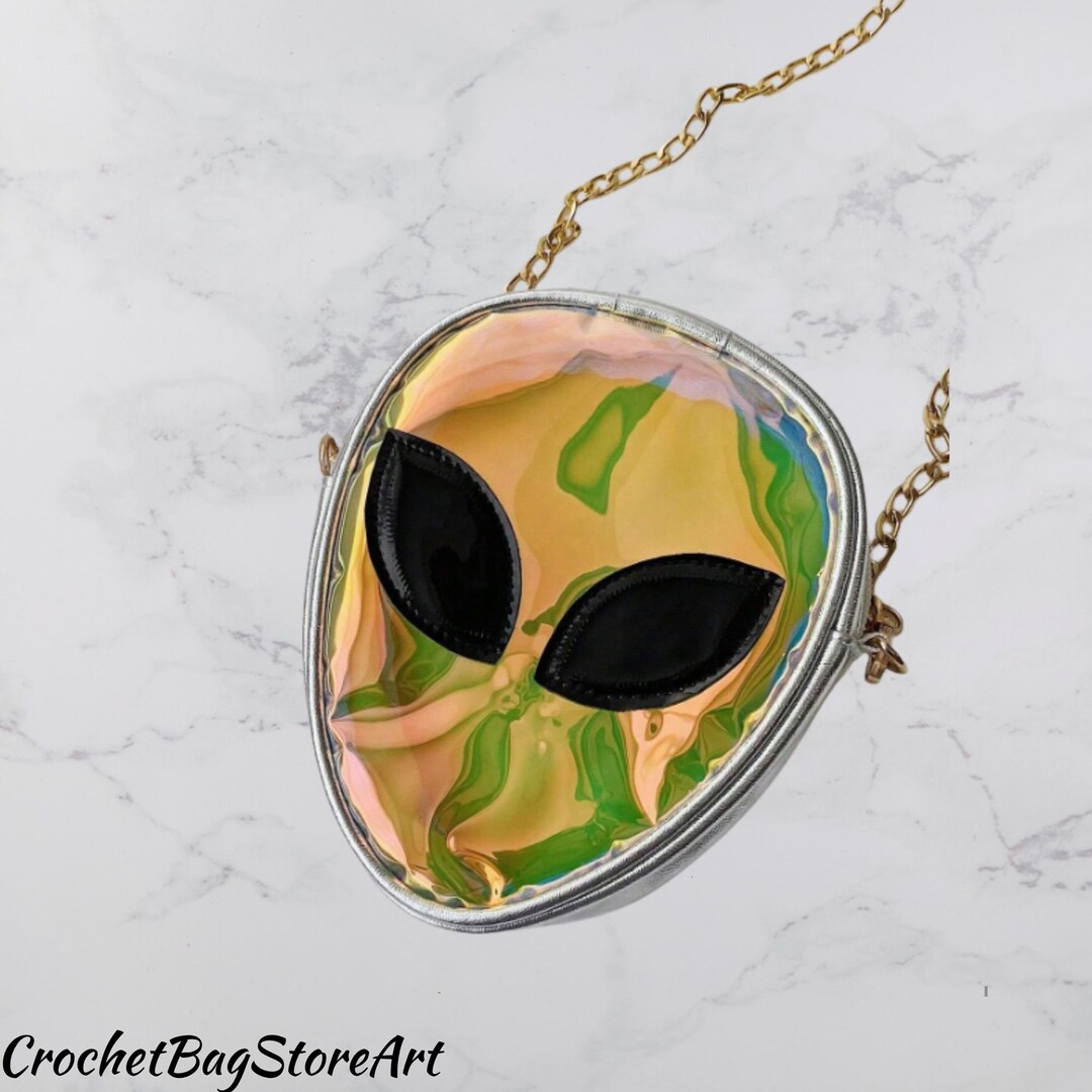 Holographic Alien PVC Mini Bag – Clear Chain Crossbody Purse for Work ...