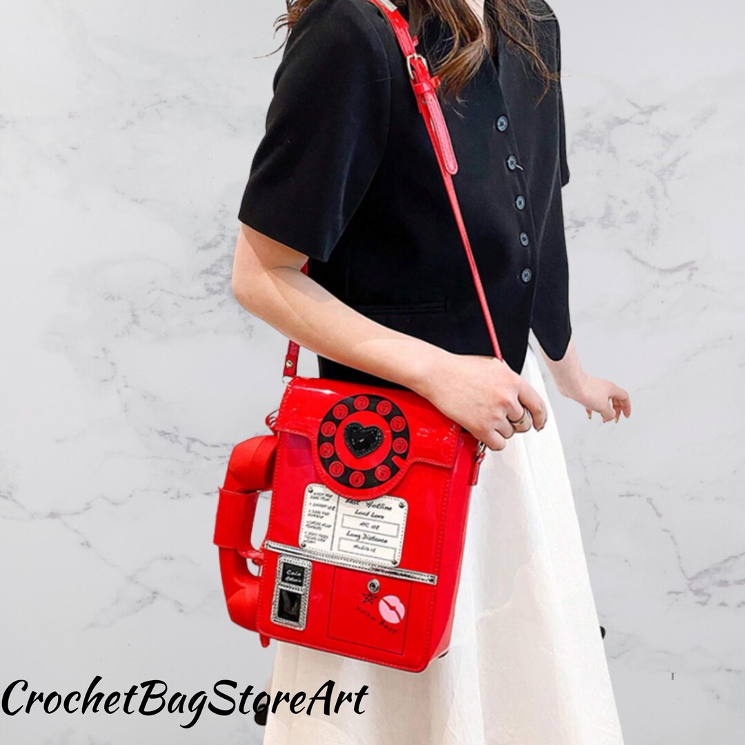 Retro Telephone Crossbody Bag: Patent Leather Novelty Purse - Etsy