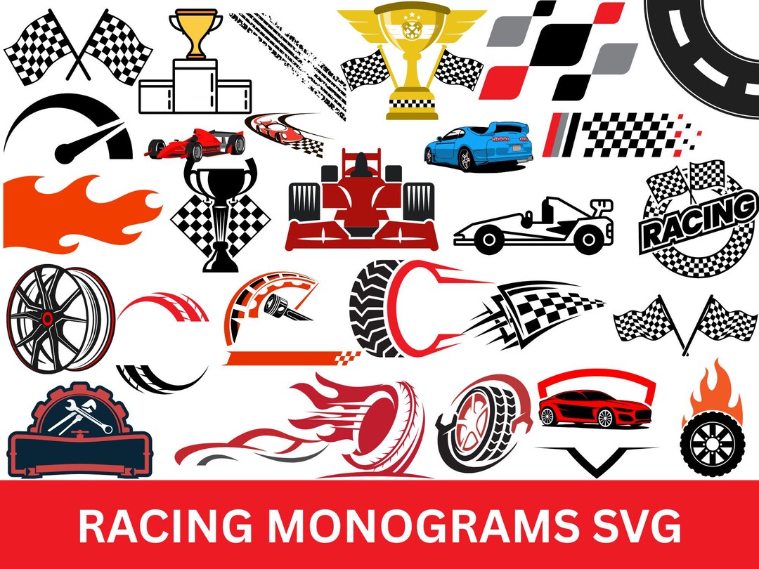 Racing Monograms Svg,race Flag Svg Bundle,racing Cut Files,finish Flags ...