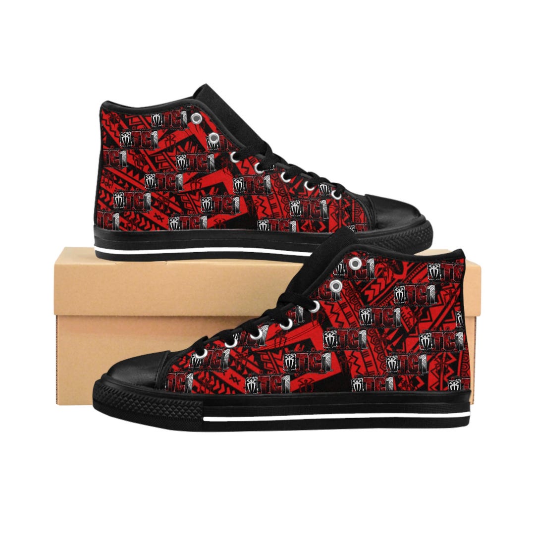 OG Bloodline Pattern Sneakers, High Top Canvas Shoes, Wrestling Shoes ...