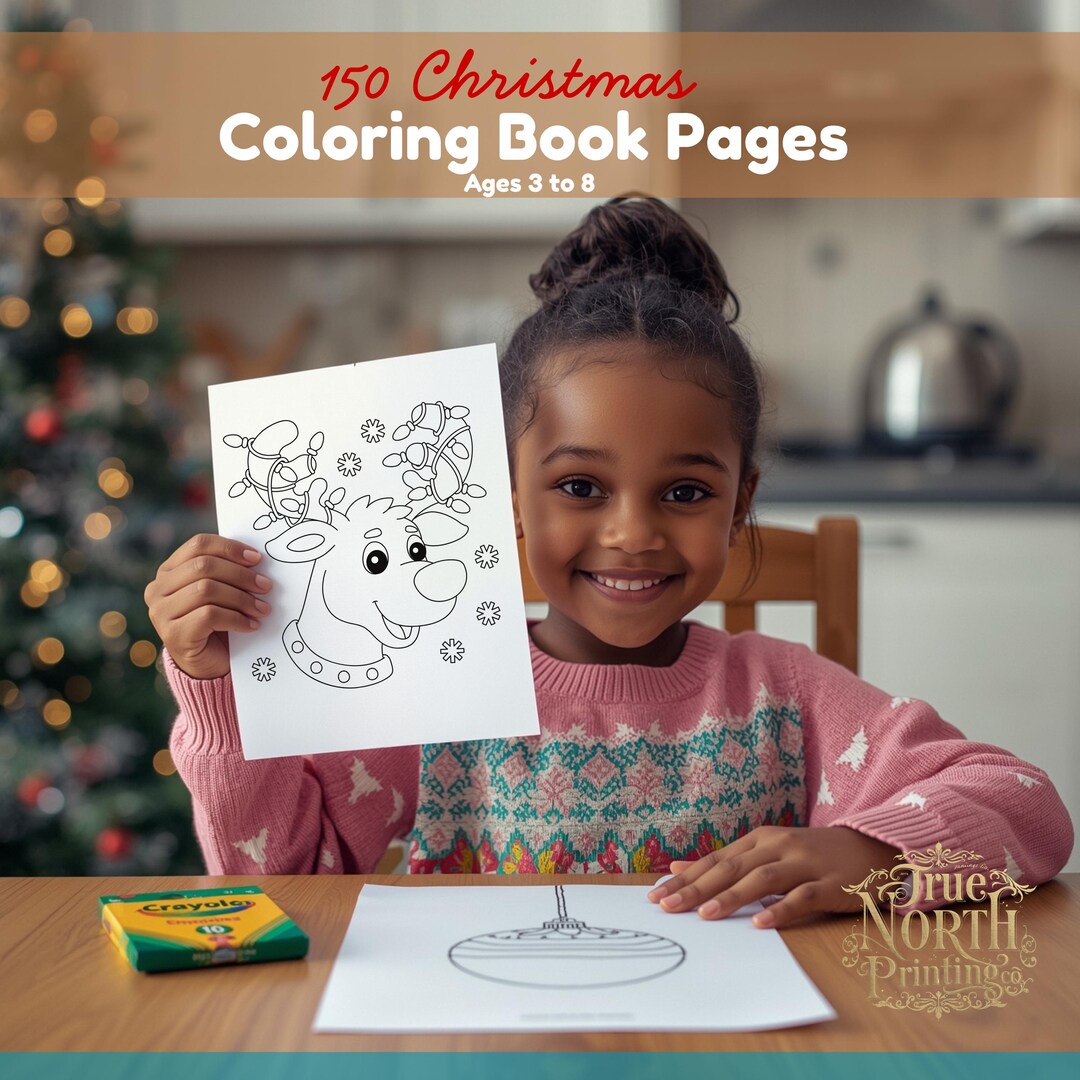 150 Christmas Coloring Pages: Kids Holiday Activities (digital PDF) - Etsy