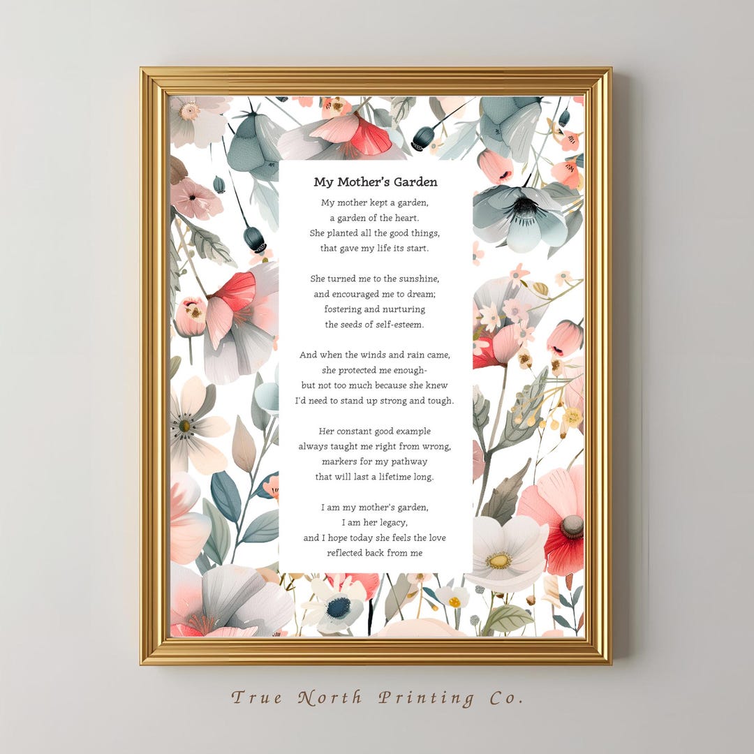 My Mother's Garden Poem Digital Print | Heartfelt Mother's Day Gift ...