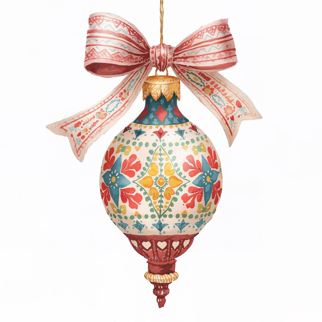 7 Vintage Christmas Ornaments Clipart Bundle | Retro Holiday Decor ...