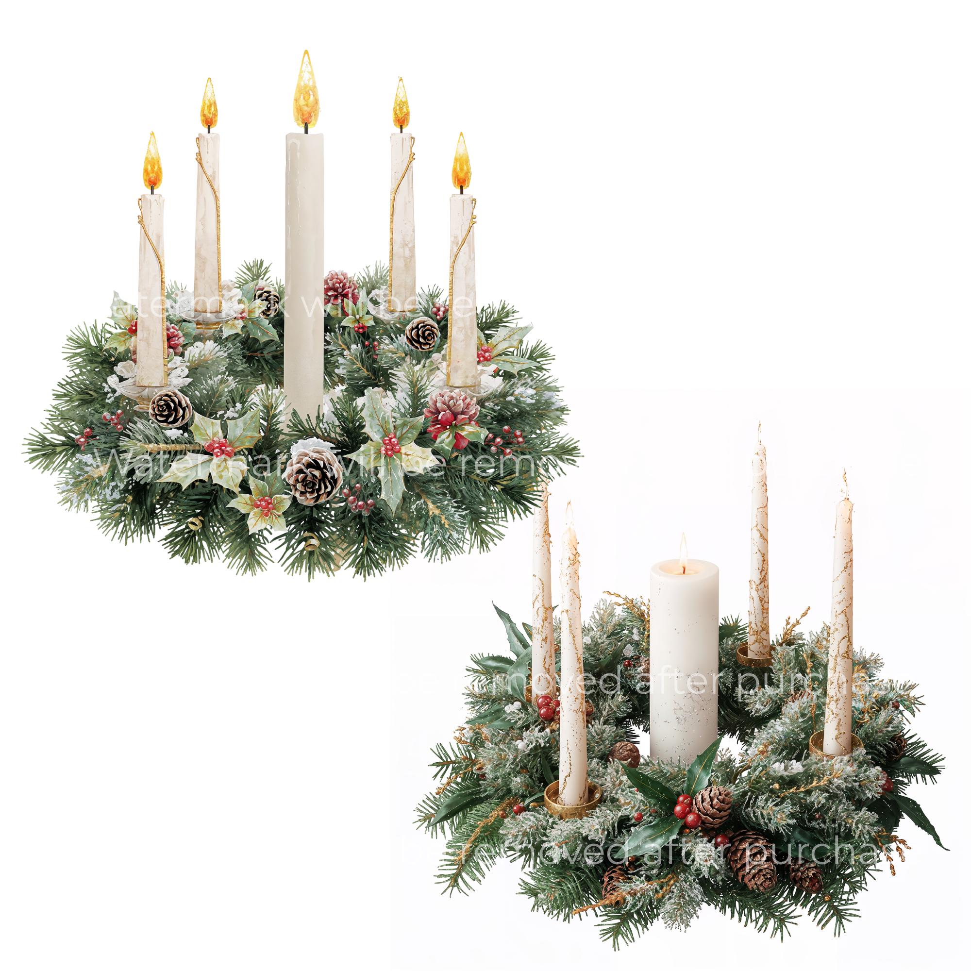 25 Advent Wreath Clipart JPG Bundle | Advent Crown Purple Pink Candle ...
