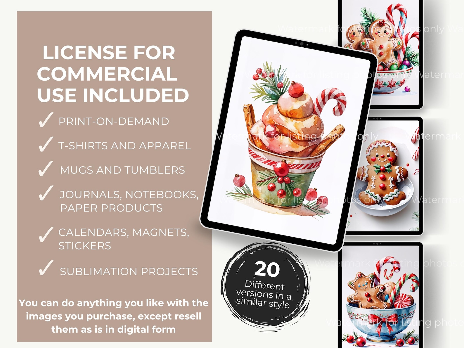 20 Candy Bowl Christmas Clipart Bundle | Xmas Gingerbread Digital Art ...