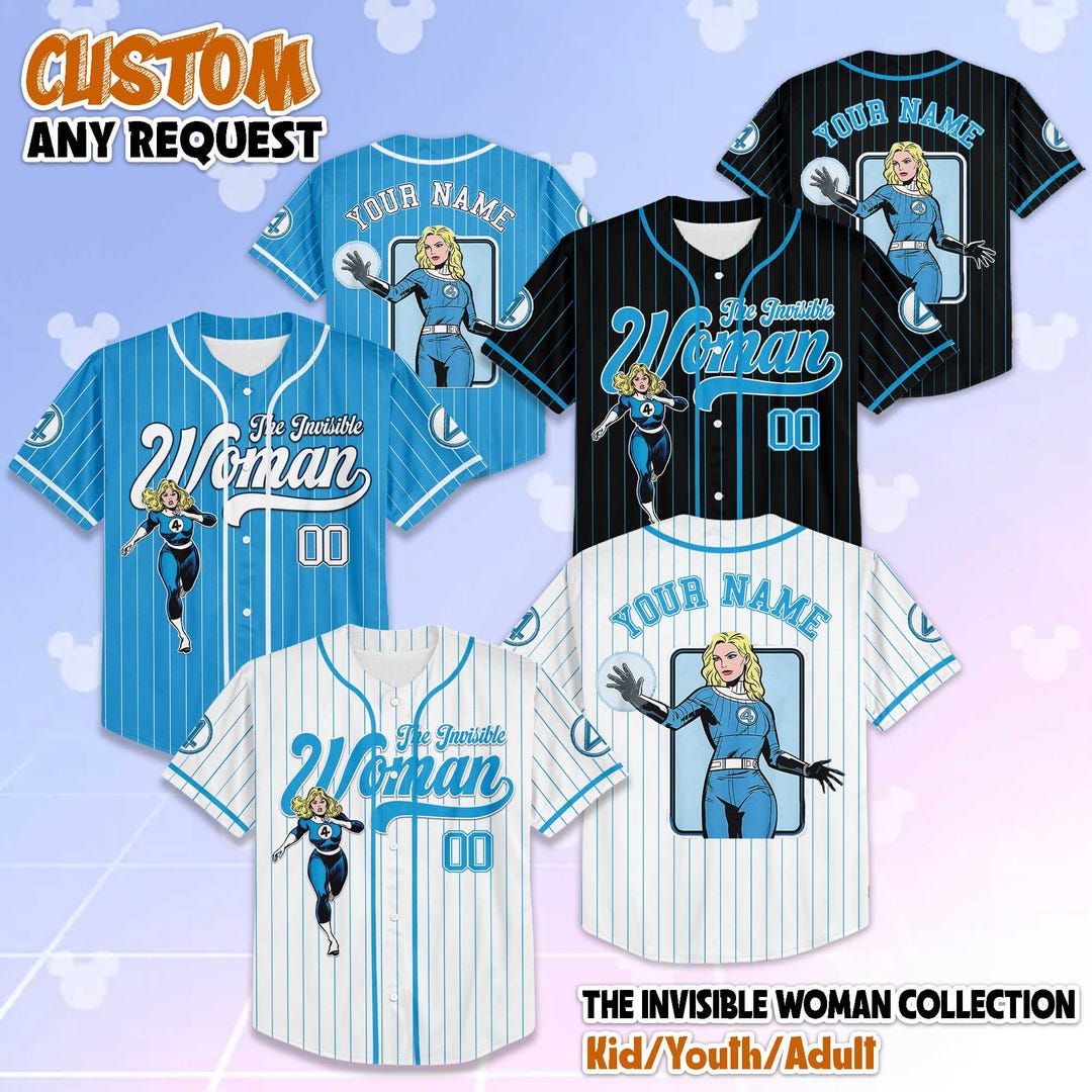 Personalized Invisible Woman Baseball Jersey, Custom Superhero Shirt - Etsy