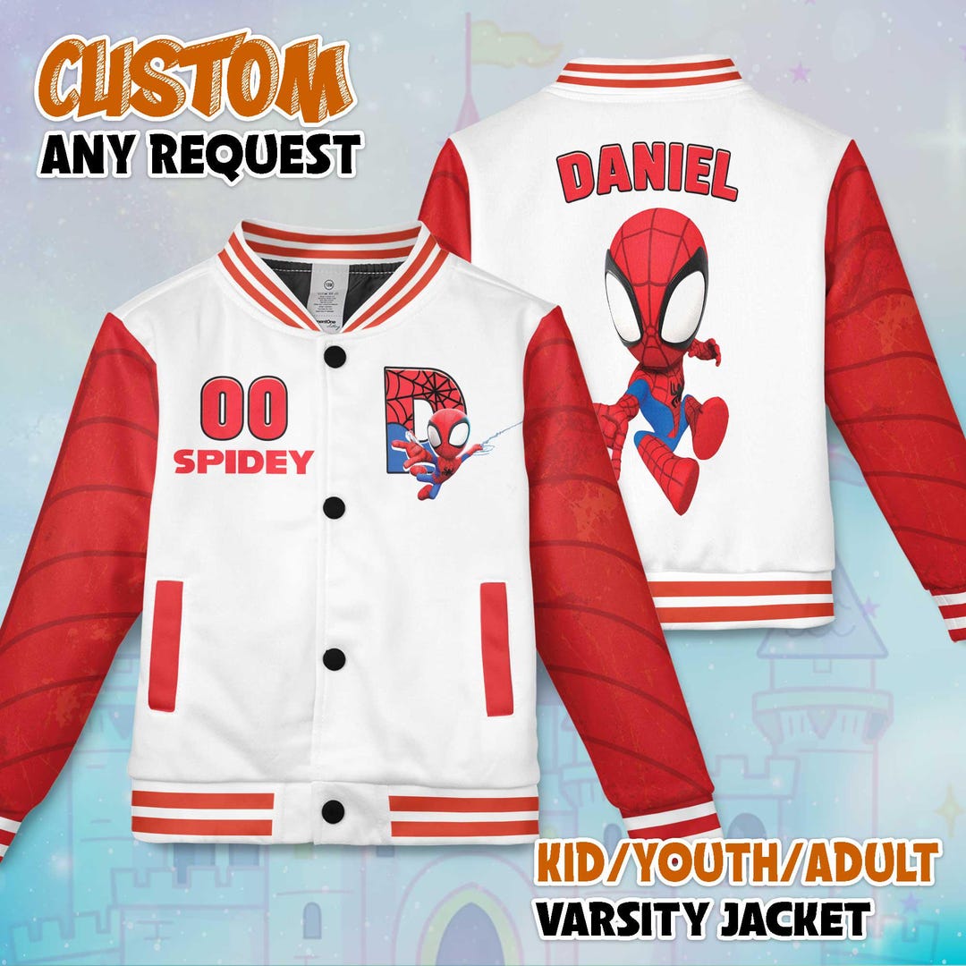 Custom Spidey Varsity Jacket, Personalized Superhero Baseball Jacket - Etsy