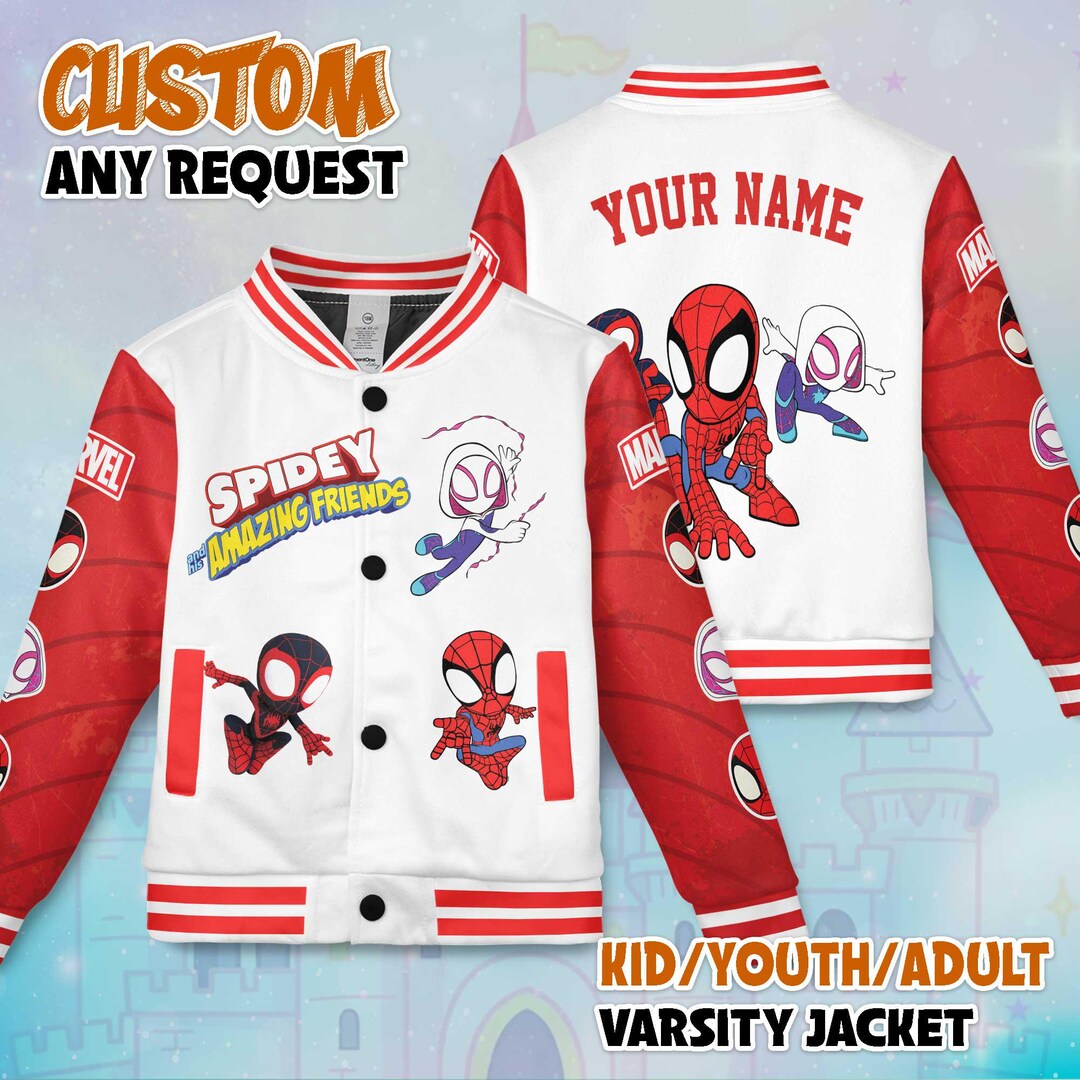 Spidey and Friends Varsity Jacket: Kids, Youth, Adult Spiderman ...