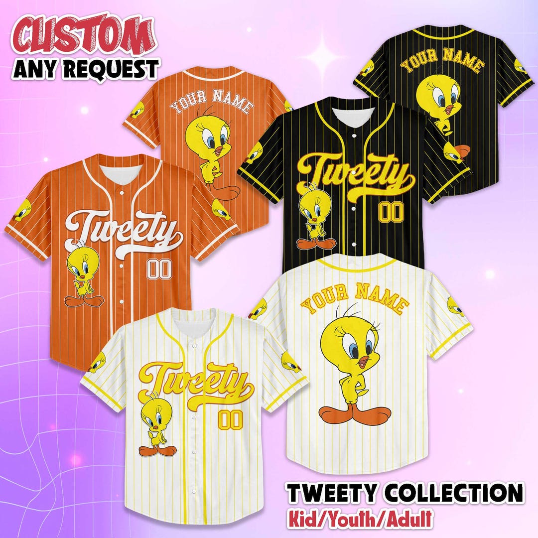 Personalized Tweety Bird Collection Baseball Jersey, Custom Tweety ...