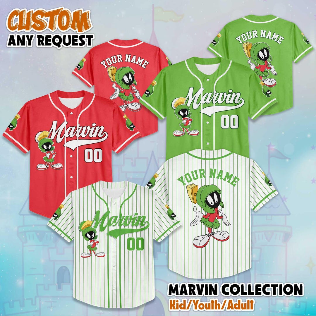 Personalized Marvin the Martian Baseball Jersey, Custom Cartoon Sports ...