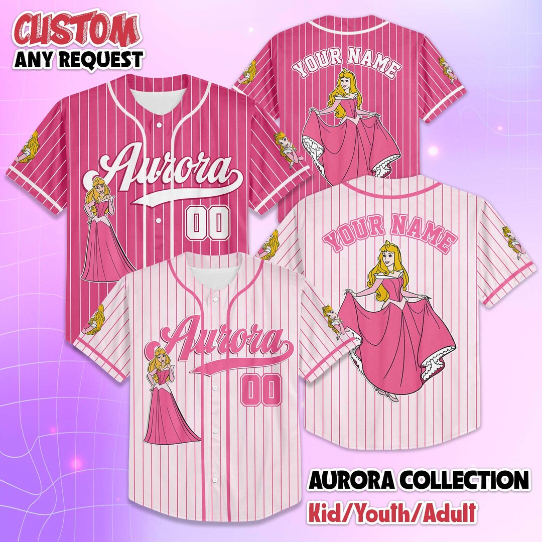 Custom Sleeping Beauty Aurora Baseball Jersey, Custom Disney Princess ...