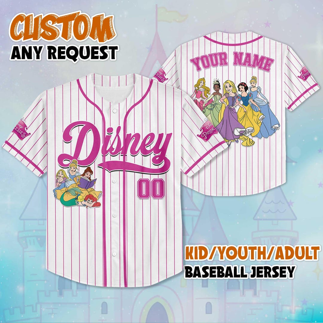 Personalized Disney Princess Baseball Jersey, Custom Princess Jersey ...