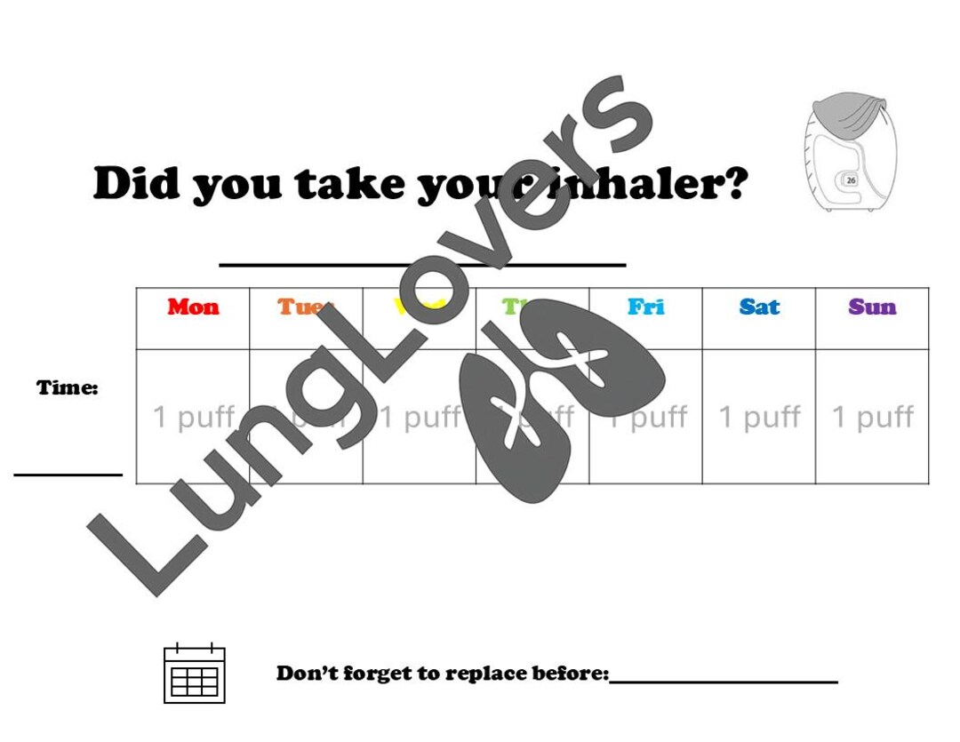 Weekly Inhaler Tracker Printable | Asthma, COPD Medication Log (PDF) - Etsy