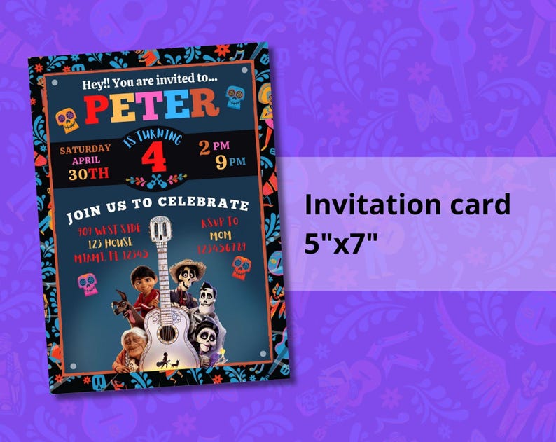 Coco Birthday Invitation Templates: Canva Editable, Digital Download ...