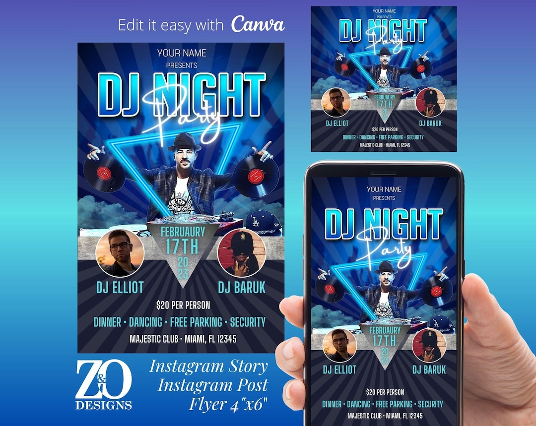DJ Flyer Template, DJ Night Flyer Template, DJ Disco Flyer, Dj ...