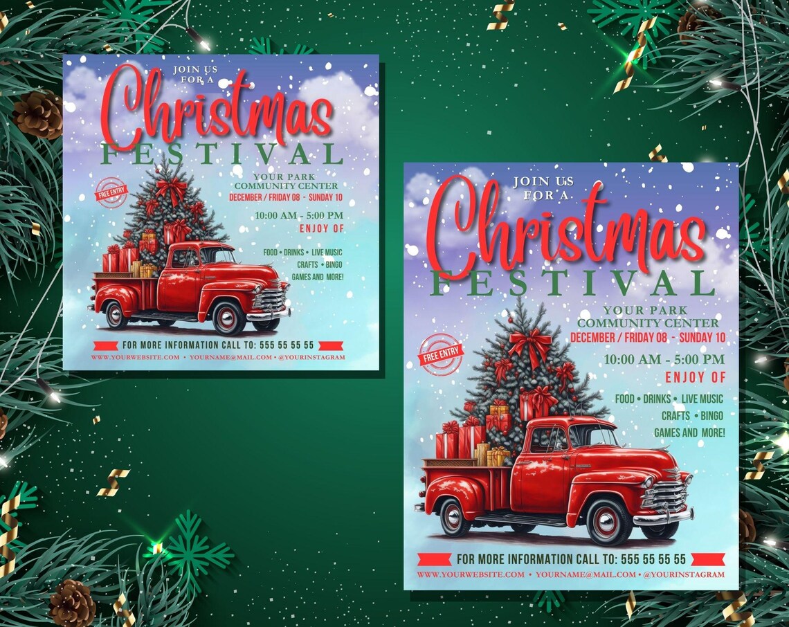 Christmas Festival Flyer Template: Winter Event Invite (digital ...