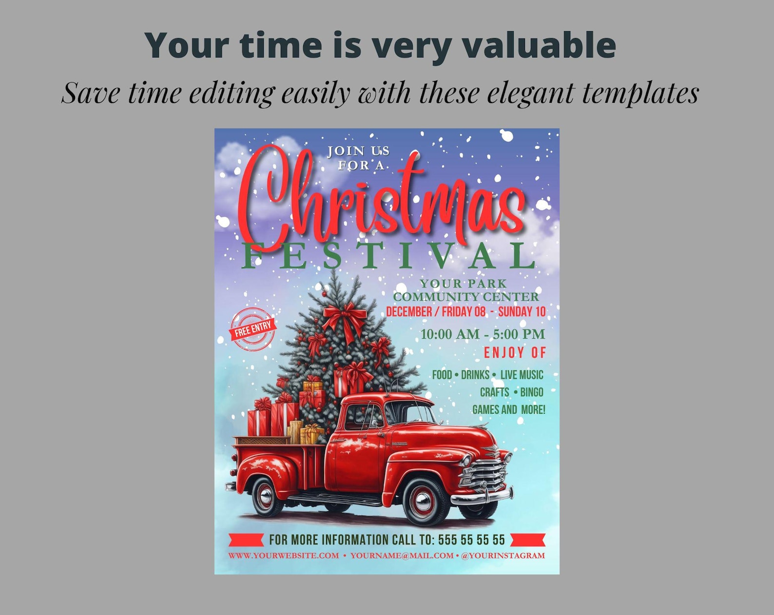 Christmas Festival Flyer Template: Winter Event Invite (digital ...