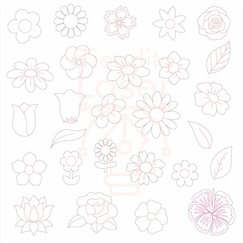 Floral Laser Cut Files – Score Line Flower Bundle, 27 Designs (SVG DXF ...