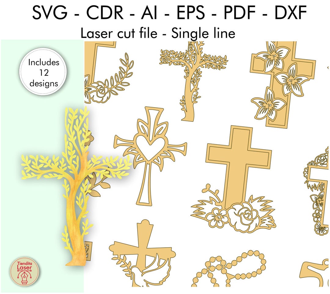Laser Cut Crosses Bundle SVG DXF | Religious Cross Vector Files for ...